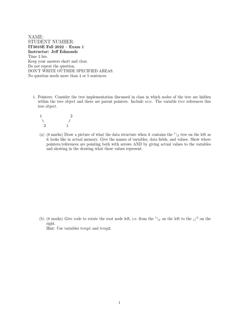 Exam 1 | PDF | Time Complexity | Applied Mathematics
