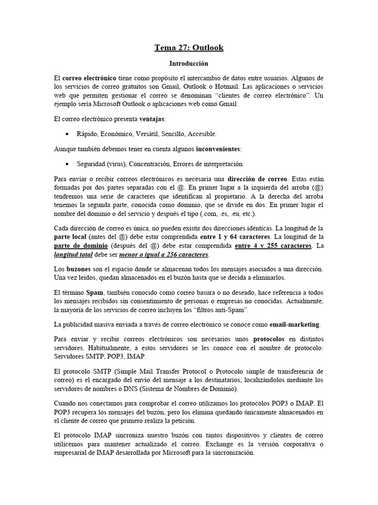 Tema 27. Outlook | PDF