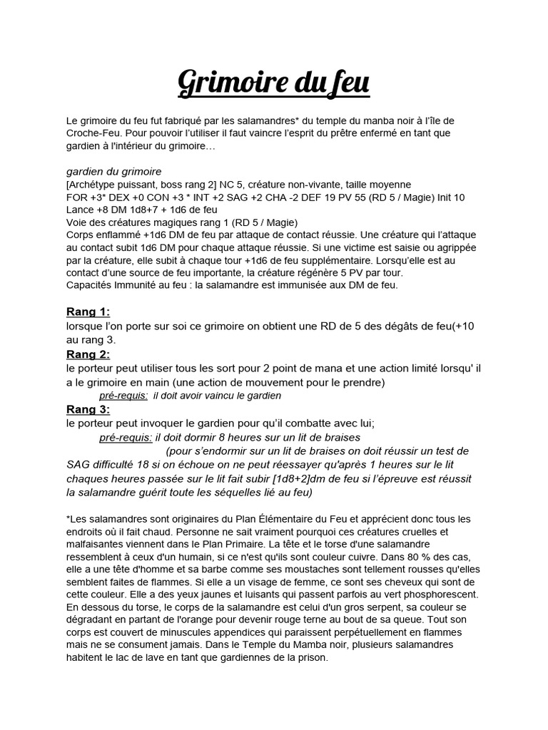 Grimoire de Feu | PDF