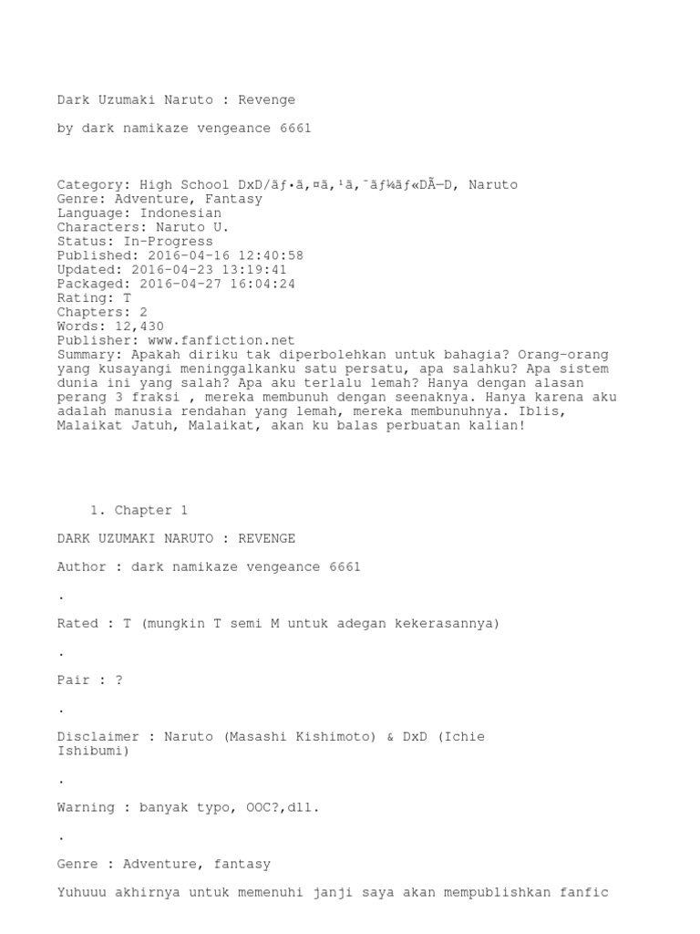 Dark Uzumaki Naruto - Revenge-Ffnet - 11899141 | PDF