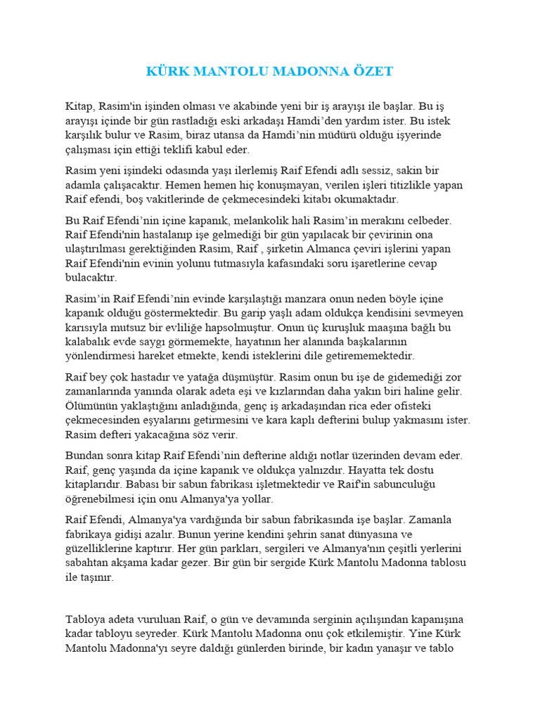 Kürk Mantolu Madonna Öze2 | PDF