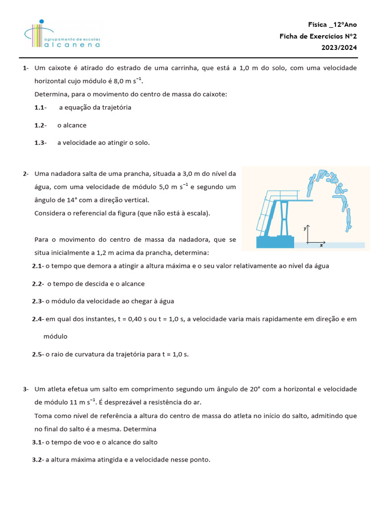 Ficha Exercicios - Nº02 - Fisica - 12 | PDF