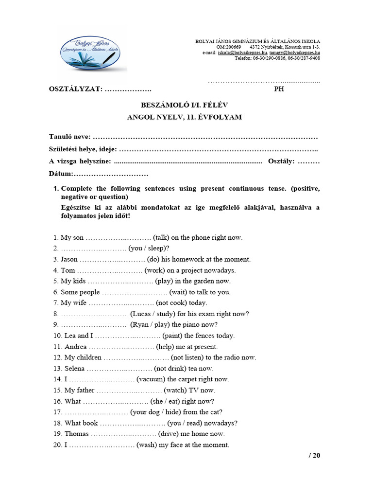 Angol 11 - I - I | PDF