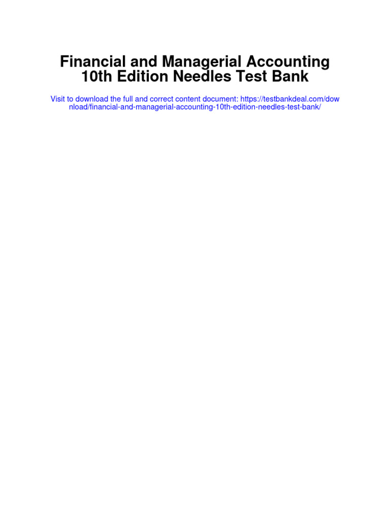 Financial and Managerial Accounting 10th Edition Needles Test Bank ...