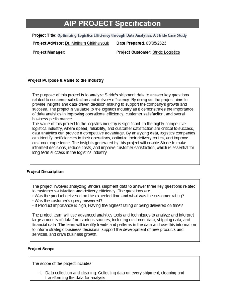 AIP Project Specification | Download Free PDF | Data Analysis | Analytics