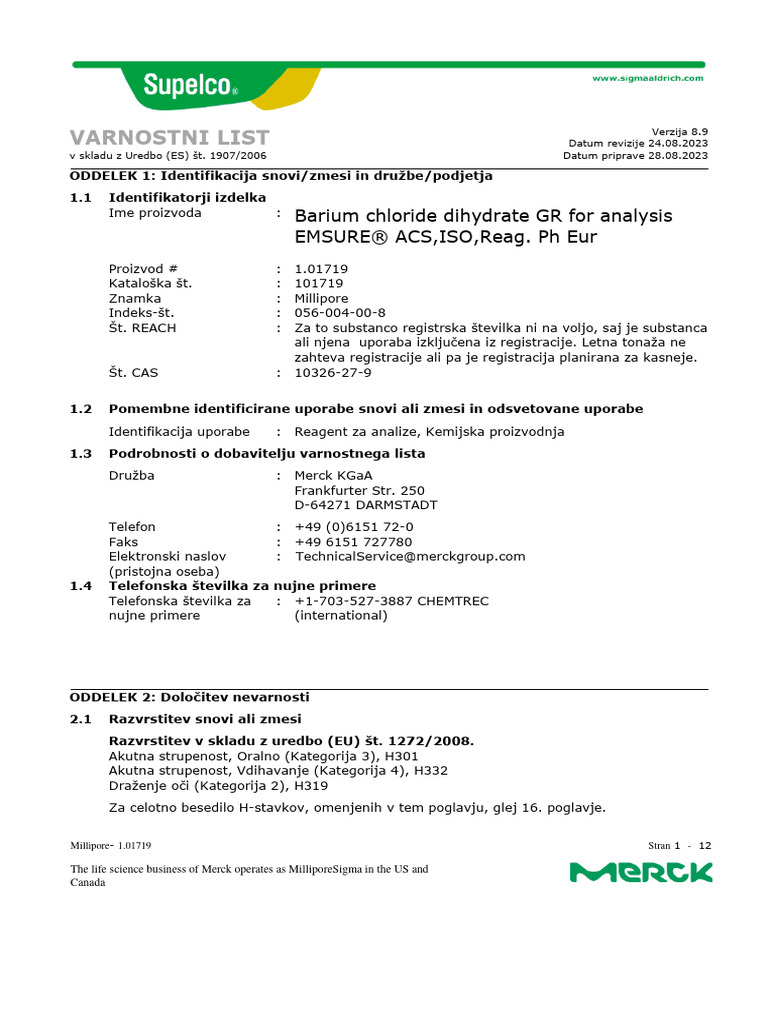 Varnostni List | PDF