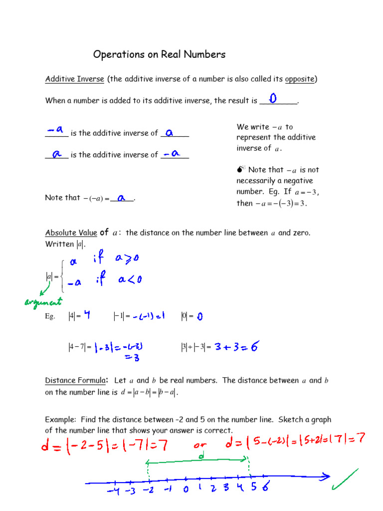 Week 1-2 - Operations On Real Numbers | PDF | Numbers | Multiplication