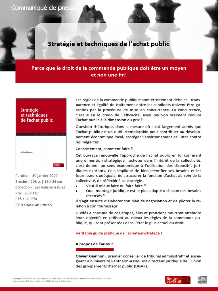 Communique Strategie Et Technique Achat Public | PDF