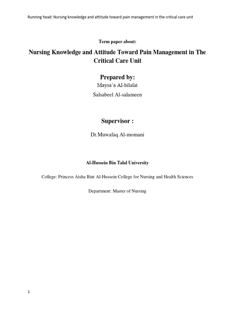 Term Paper Maysa'a & Salsabeel . | PDF | Pain Management | Pain