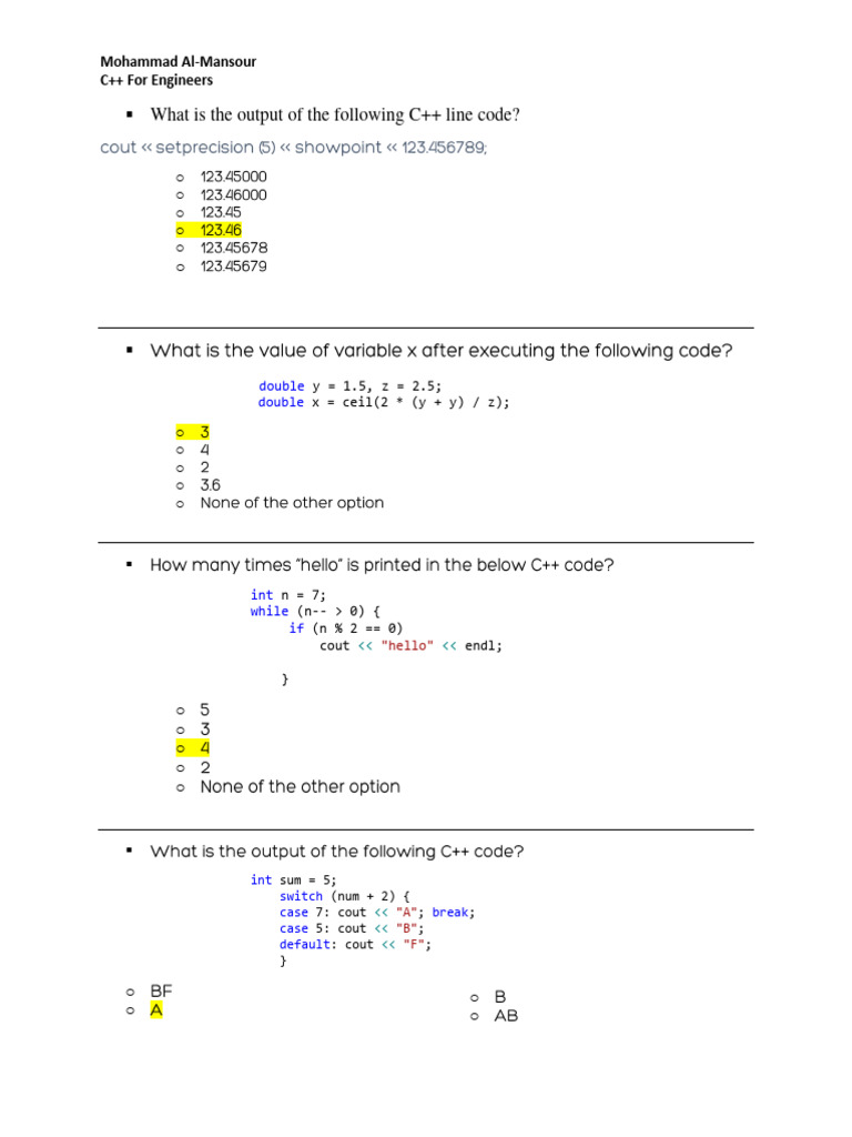 Mid Questions | PDF | Computer Programming | Software Engineering