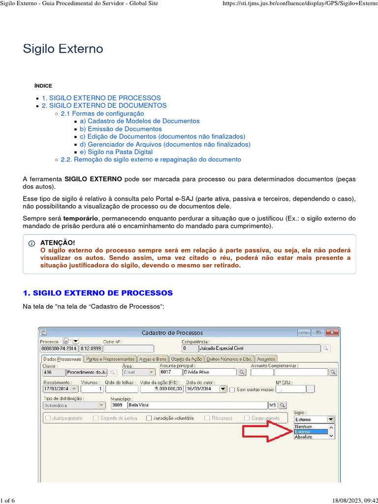 Guia de Sigilo Externo no e-SAJ | PDF