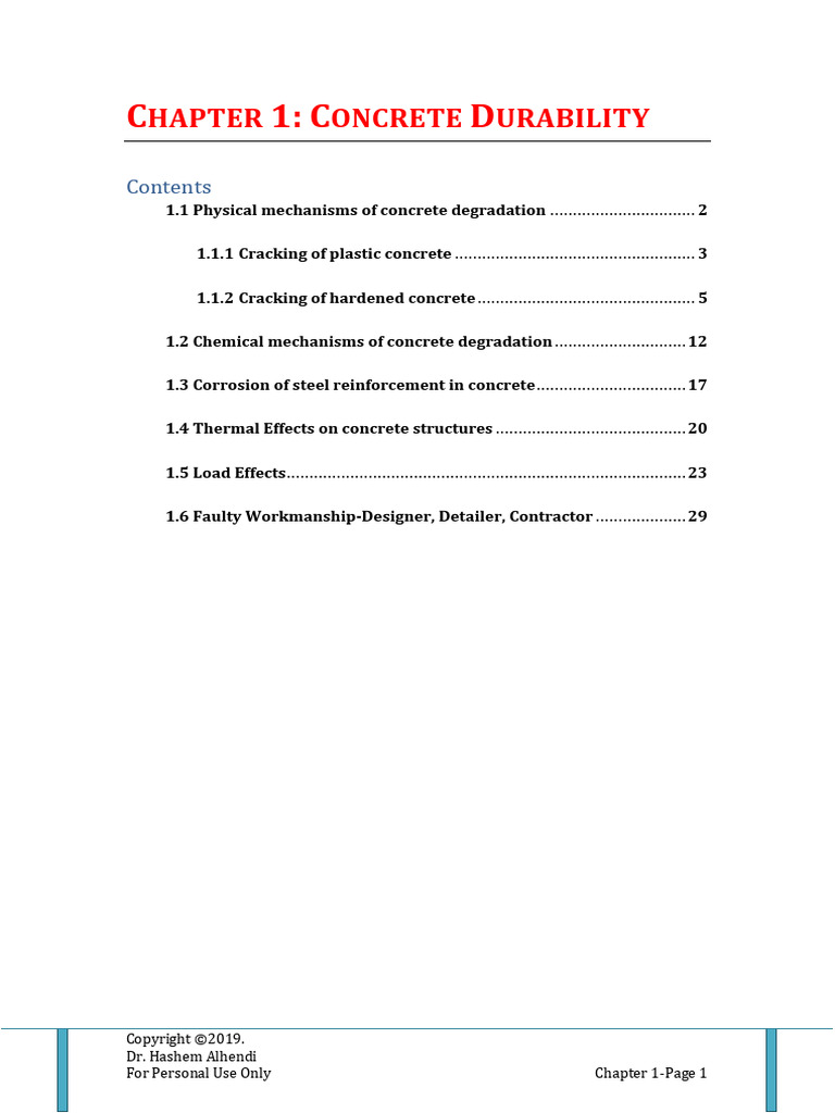 Chapter 1-Concrete Durability | PDF