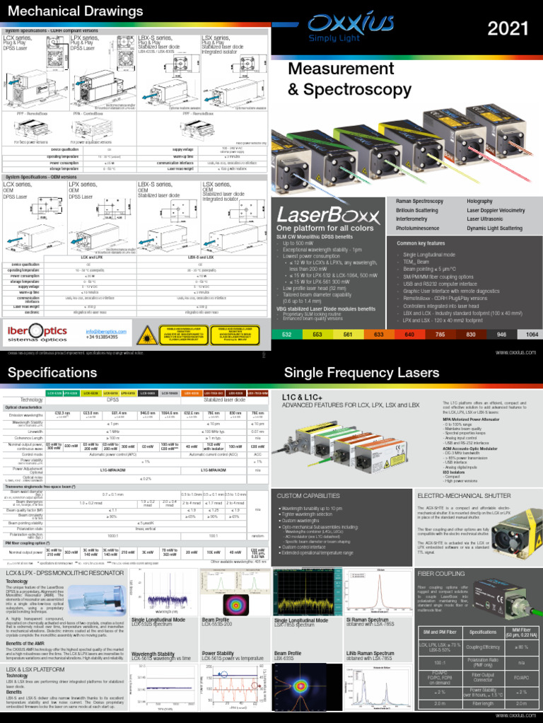 OXX Datasheet SLM-lasers 2021 Iberoptics | PDF