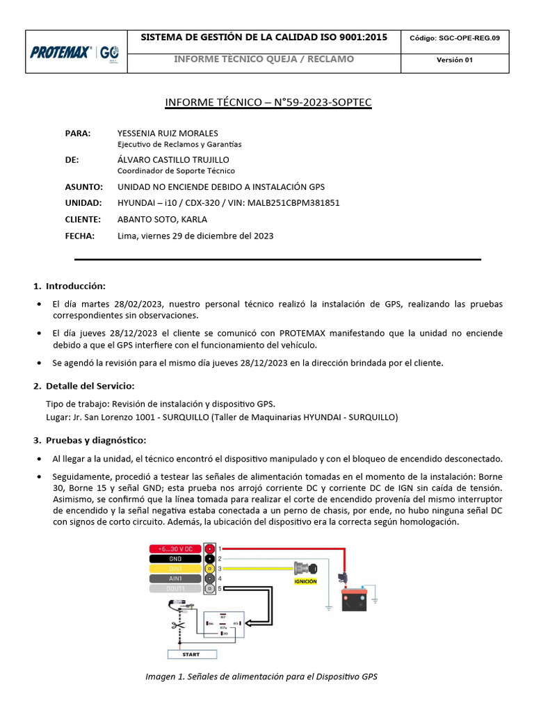 SGC-OPE-REG.09 Informe Técnico N°059-2023-SOPTEC - CDX320 | PDF | Ingenieria Eléctrica