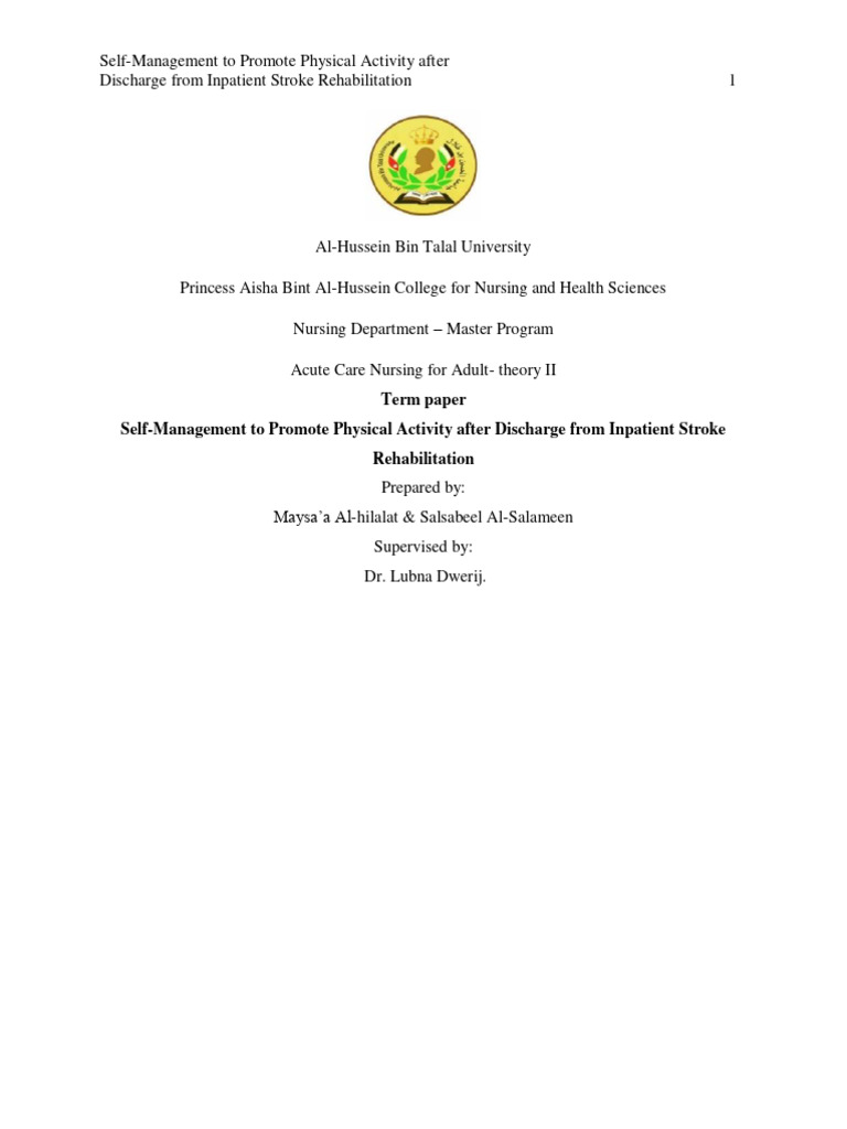 Term Paper Maysa'a&Salsabeel | PDF | Stroke | Physical Therapy