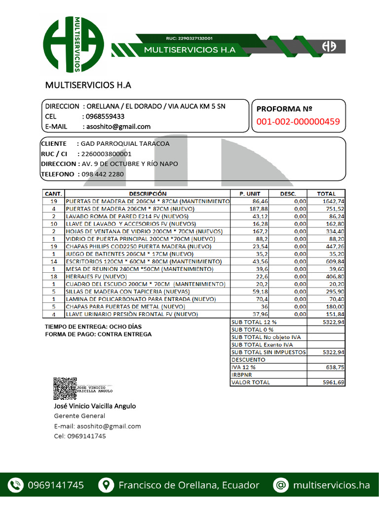 MULTISERVICIOS HA PROFORMA-signed | PDF