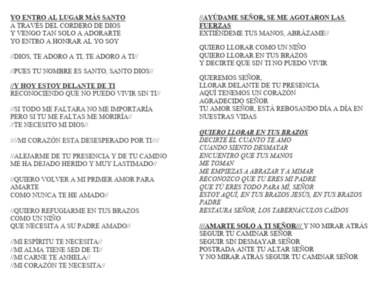 Yo Entro Al Lugar Más Santo | PDF