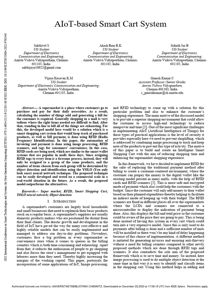 AIoT-based Smart Cart System | PDF