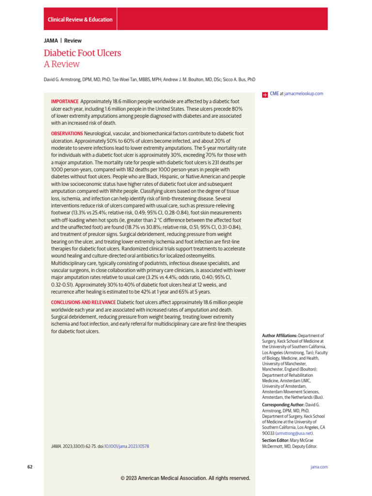 Diabetic Foot Ulcers A Review | PDF