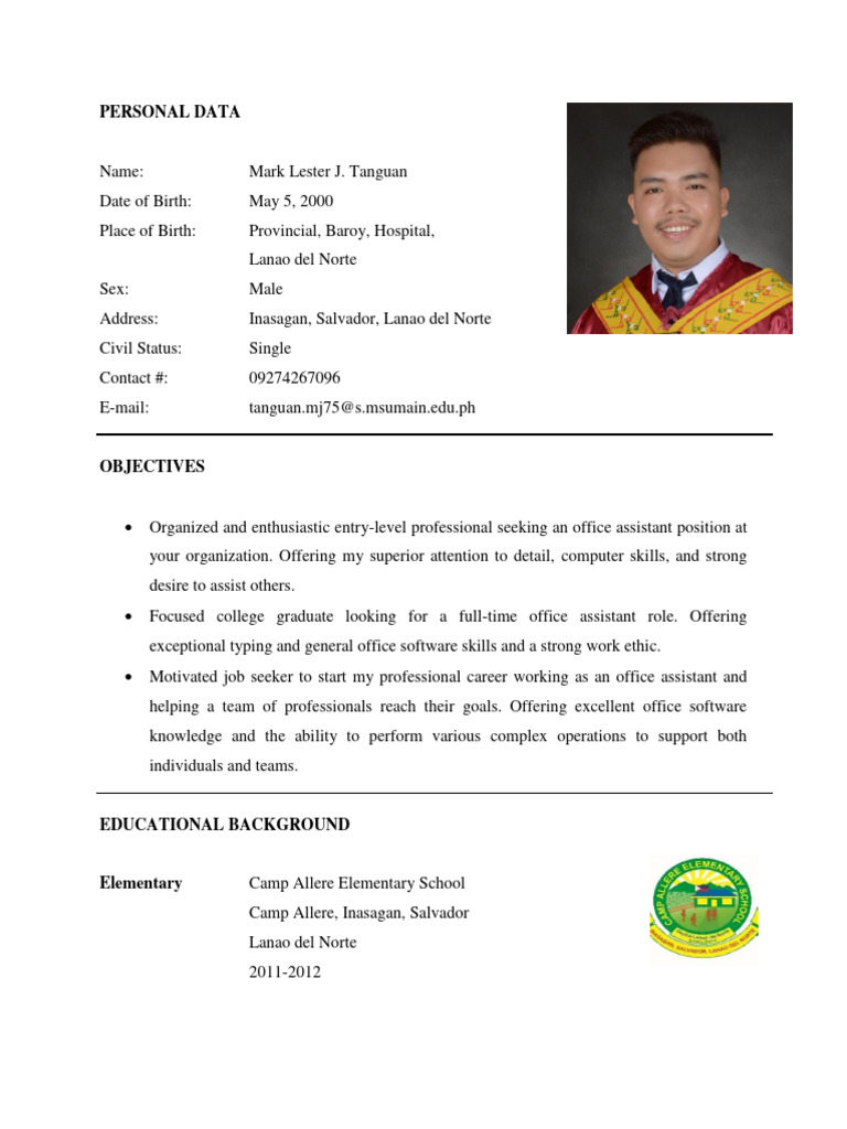 Mark Lester J. Tanguan - Application and Resume | PDF