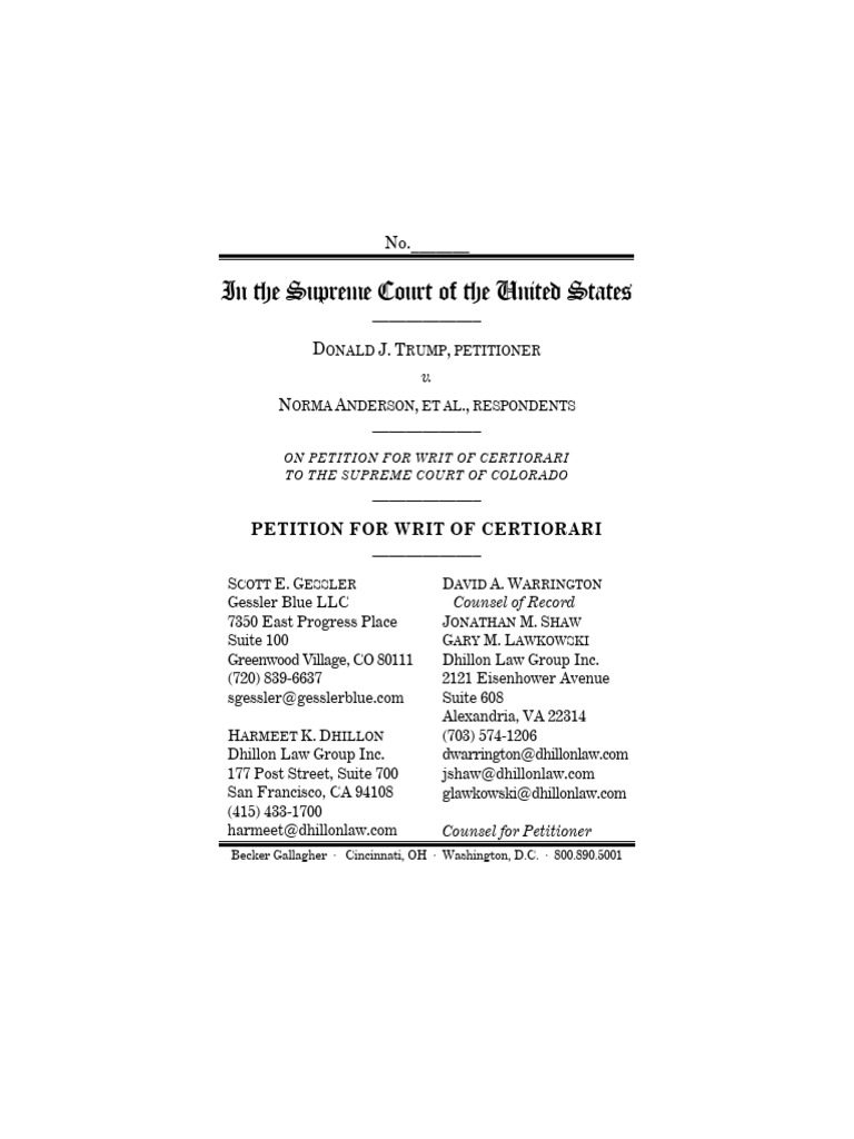 In The Supreme Court of The United States: Petition For Writ of ...