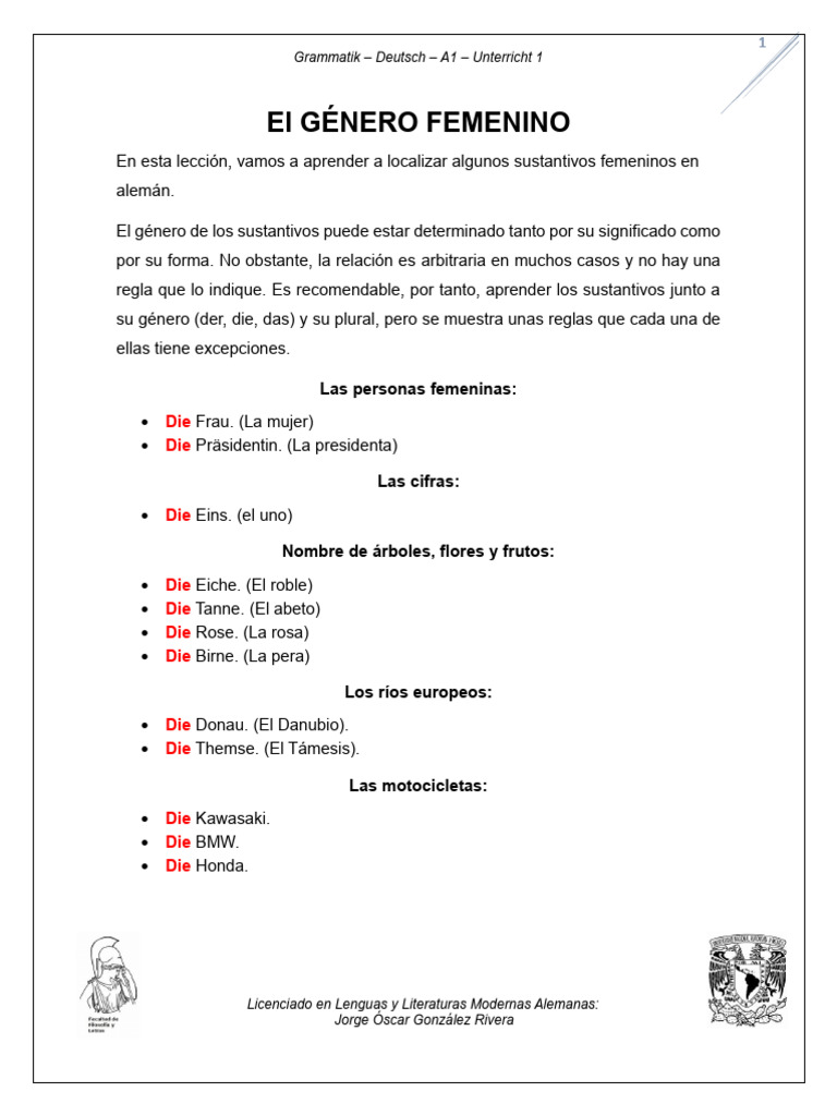 1 Clase 4 EL GÉNERO FEMENINO | PDF | Morfología Lingüística 1 Clase 4 EL GÉNERO FEMENINO | PDF | Morfología Lingüística