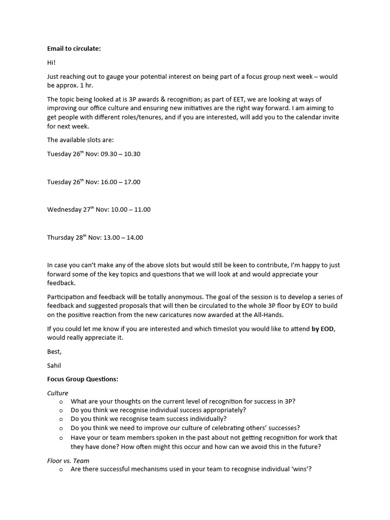 Focus Group Setup Pdf