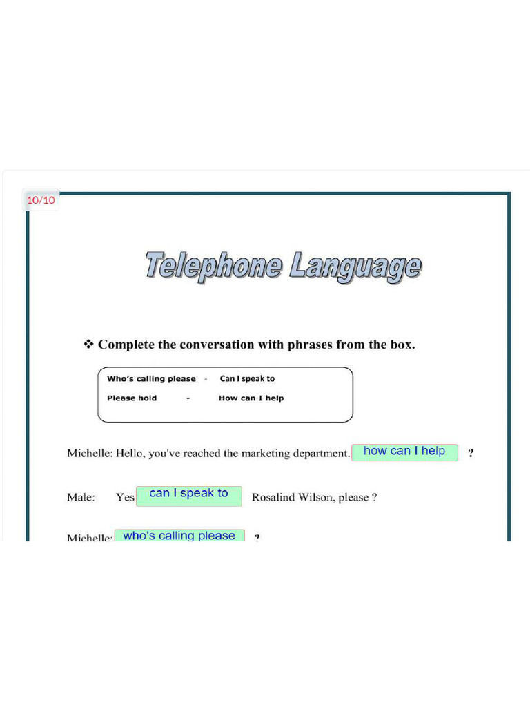 Homework Telephone Language Cesar Duran | PDF