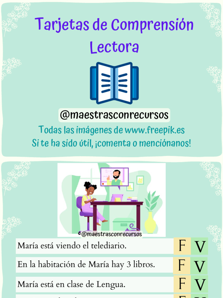 99 Tarjetas de Comprensión Lectora (I) | PDF | Artes del Lenguaje y ...