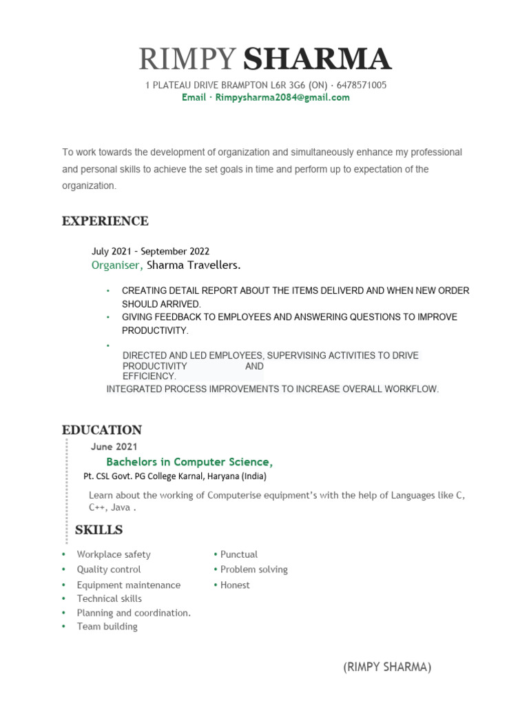 Rimpy Sharma Resume Original | PDF