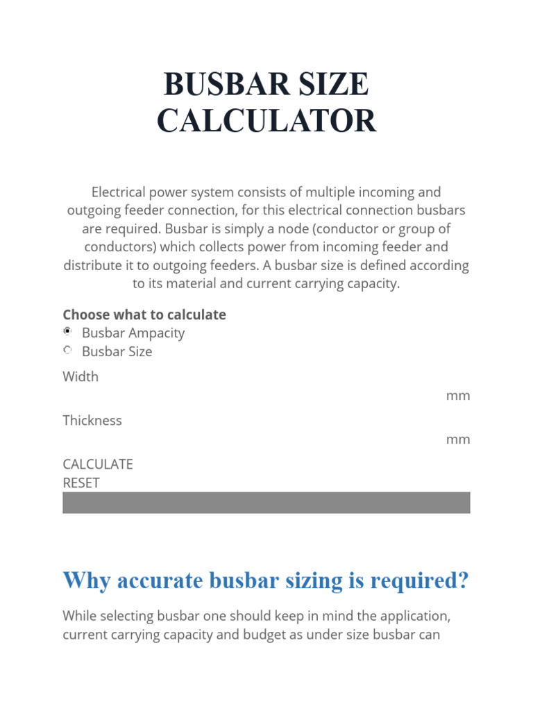 Busbar Size Calculator | PDF | Technology & Engineering