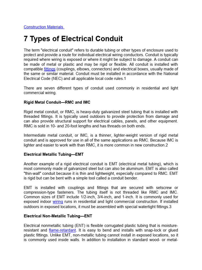 Conduit Construction Materials | PDF | Building Technology | Electrical ...