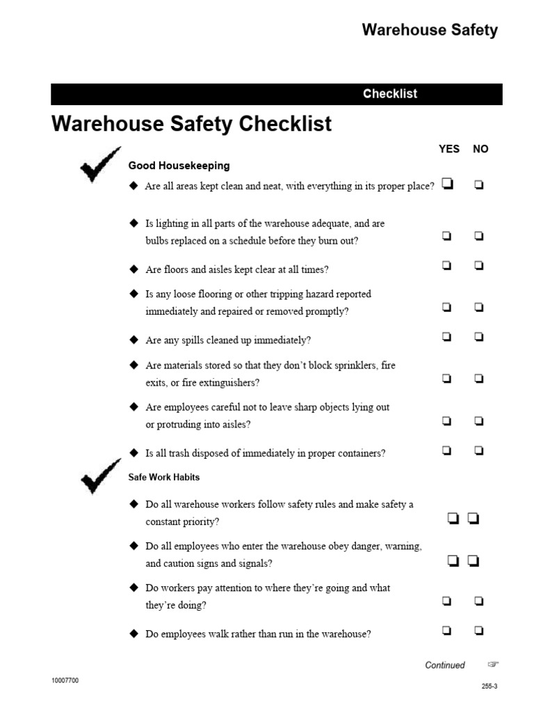 Warehouse Safety Checklist | PDF | Personal Protective Equipment ...