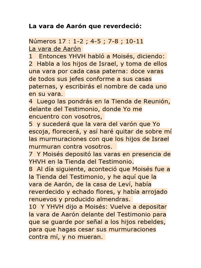 La Vara de Aarón Que Reverdeció | PDF