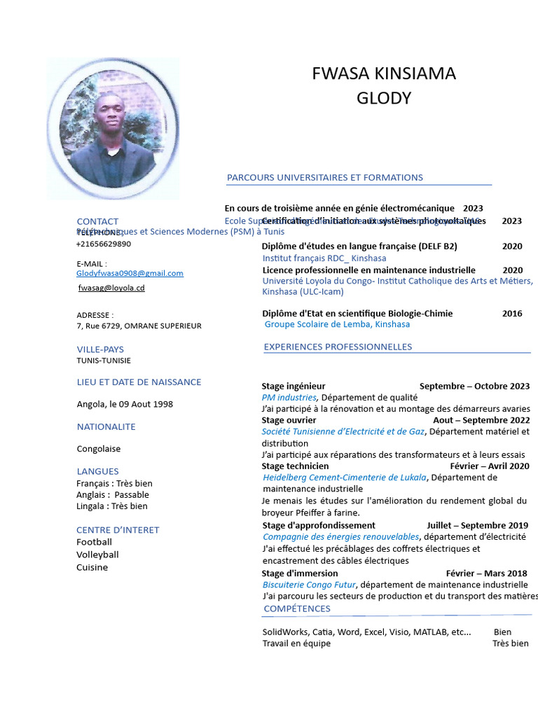 CV FWASA Glody 100523 | PDF