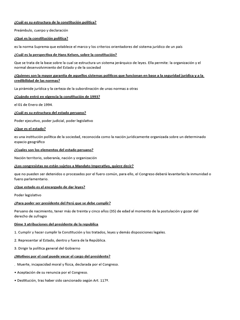 Cuál Es Su Estructura De La Constitución Política Pdf