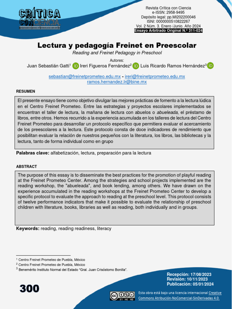 Lectura y Pedagogía Freinet en Preescolar | PDF | Educación de la primera infancia | Enseñando