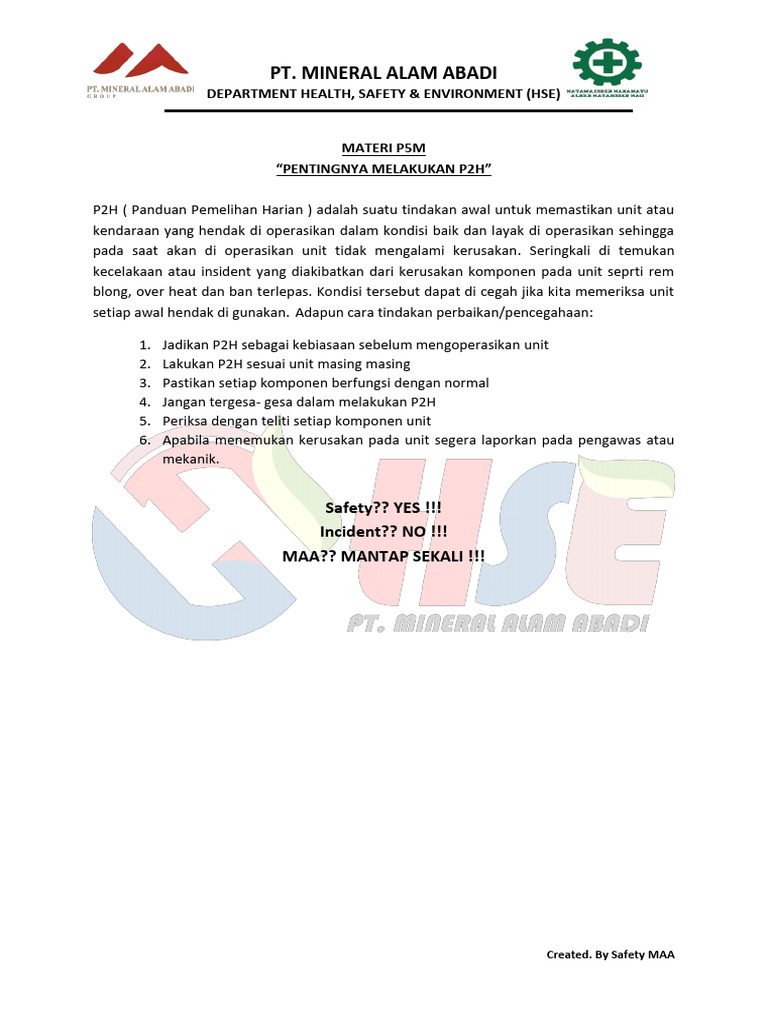 Pentingnya Melakukan P2H | PDF