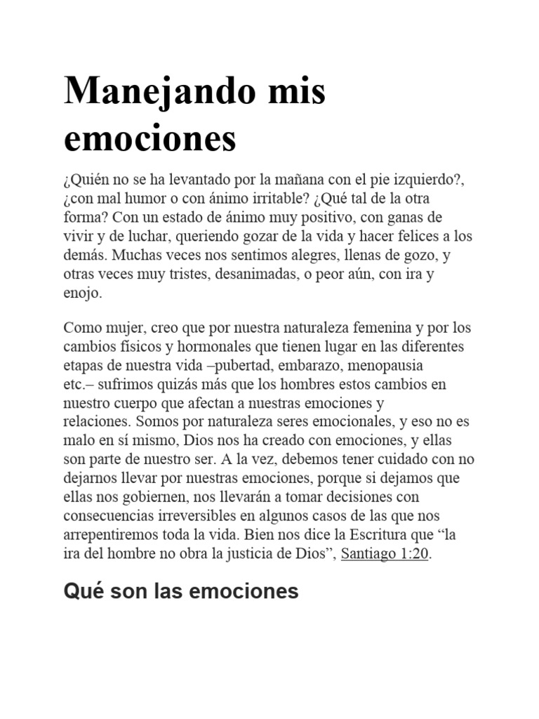 Manejando Mis Emociones Pdf