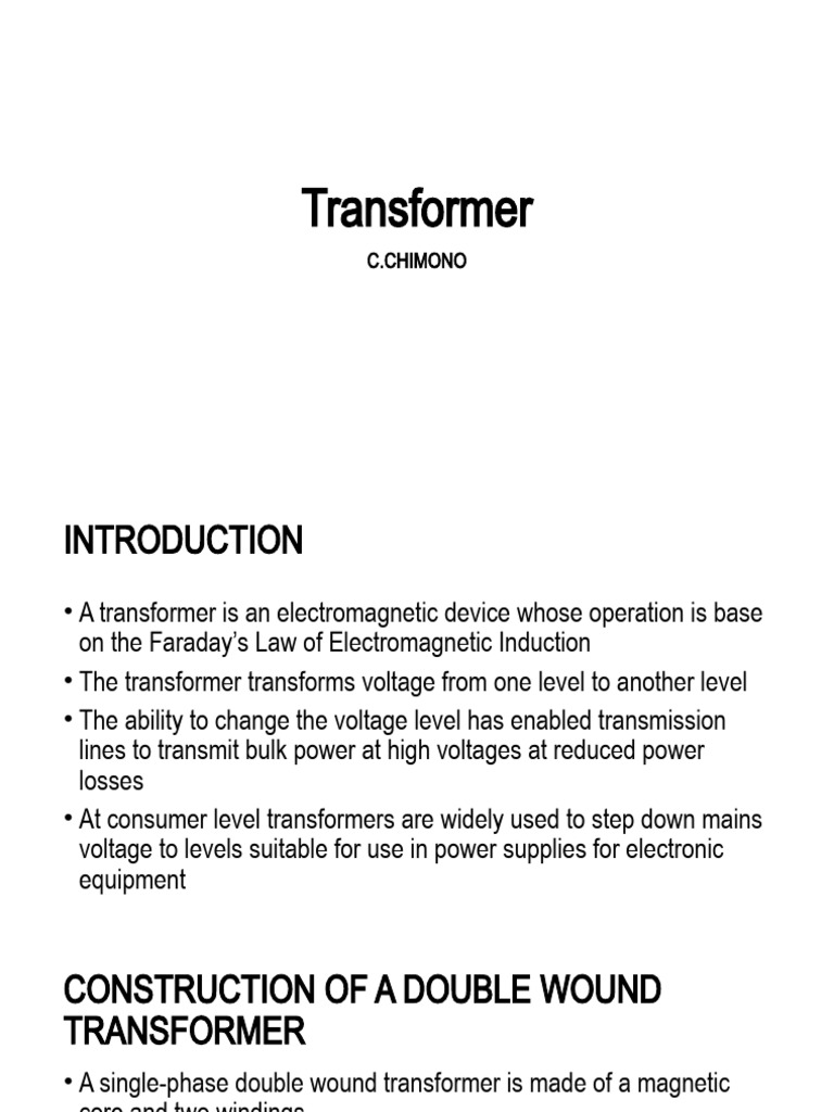 Lecture 1 Transformer | PDF | Transformer | Electromagnetic Induction