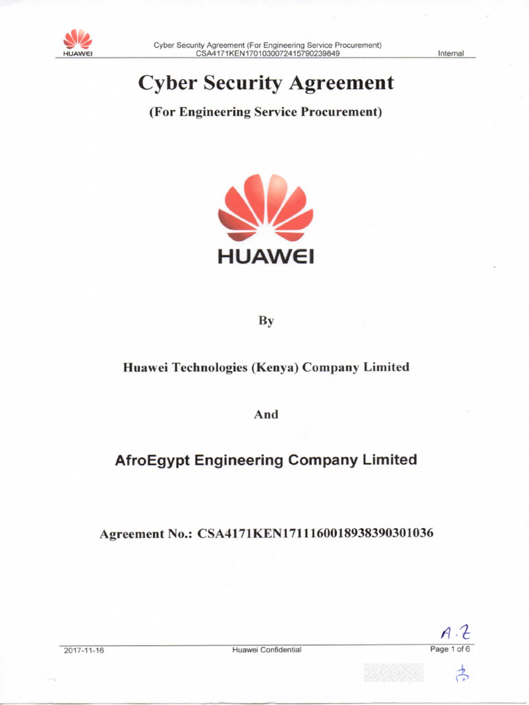 Huawei-Cyber Security Agreement | PDF