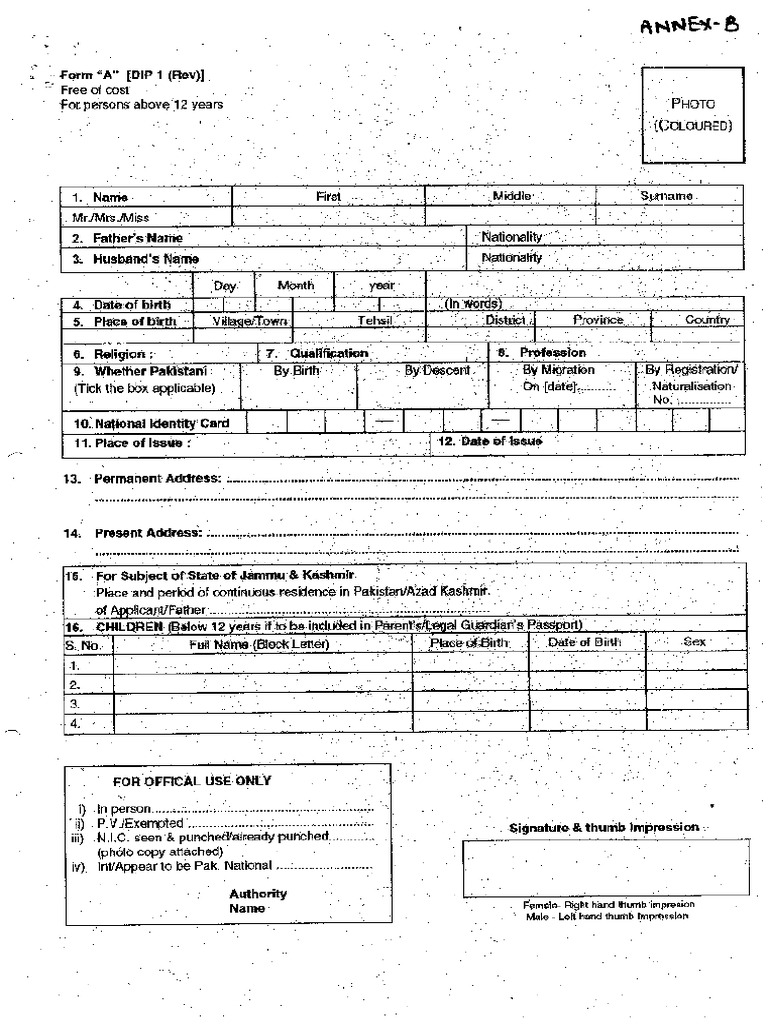 Form A Annex B | PDF