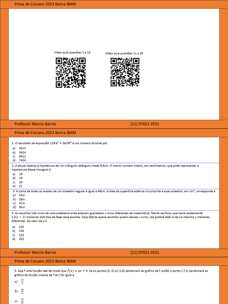 Prova Caruaru 2023: Questões IBAM | PDF | Triângulo | Linha (Geometria)
