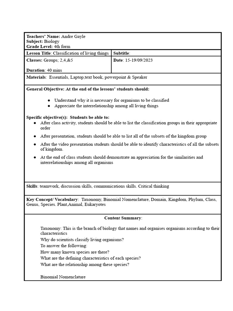 LP (Classification of Living Thingsgroup) | PDF | Taxonomy (Biology ...