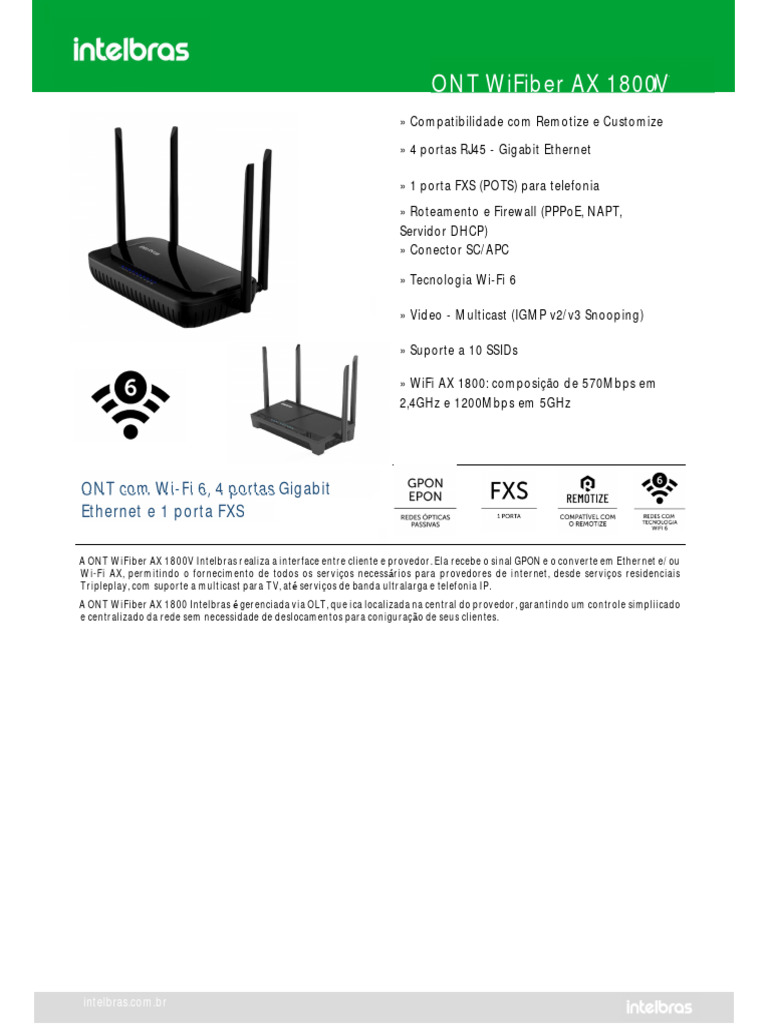 Datasheet - OnT AX 1800V - 0 | PDF