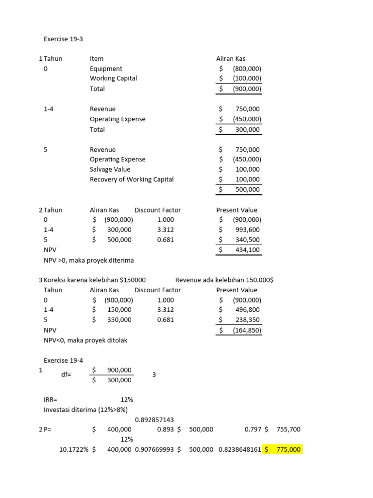 Jawaban NPV & IRR Shared | PDF