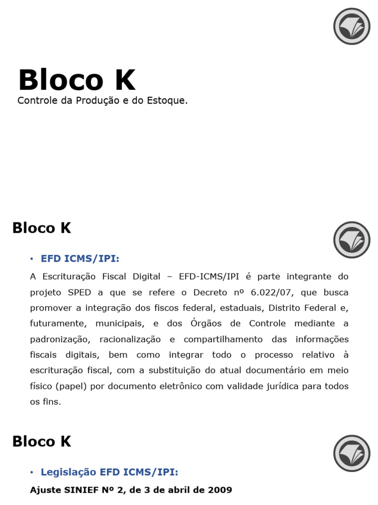 Bloco K Slides Pdf