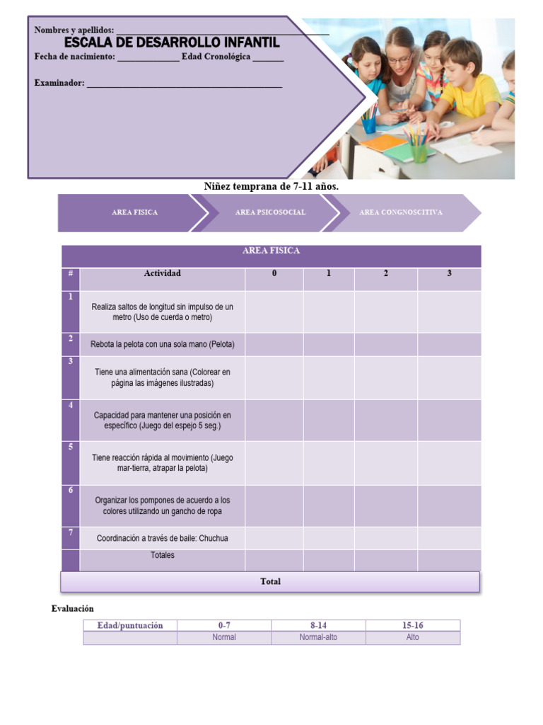 ESCALA DE DESARROLLO INFANTIL 7 - 11 Años | PDF