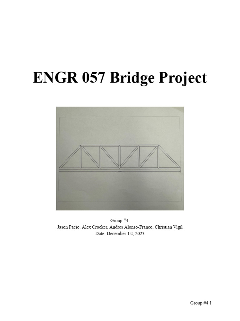 Group 4 ENGR 057 Bridge Report | PDF | Truss | Adhesive