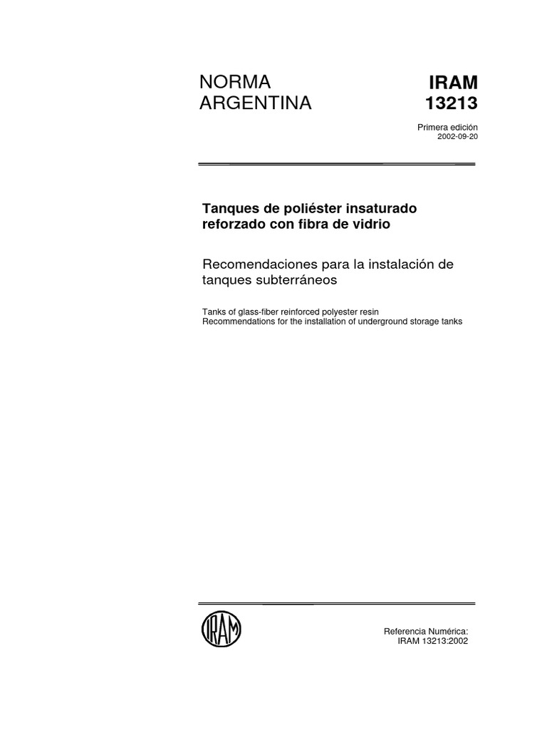 Iram 13213 (2002) | PDF | Tanques | Presión